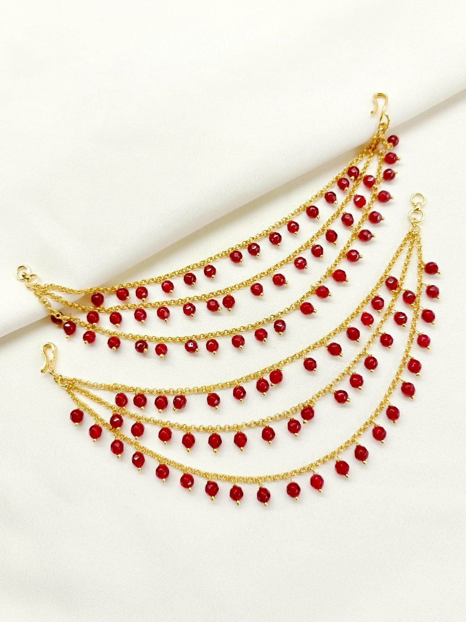 Adya Ruby Traditional Ear Chain | qivii