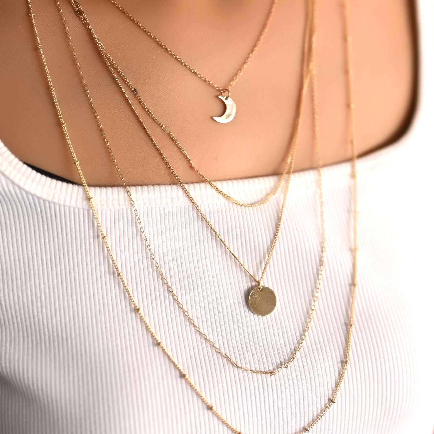 Sammy Moon Work Gold Plated Funky Long Neck Piece | qivii